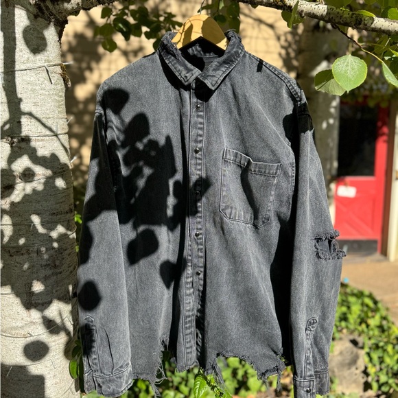 Jackets & Coats | Vintage Distressed Acidwash Snapbutton Denim Jacket ...